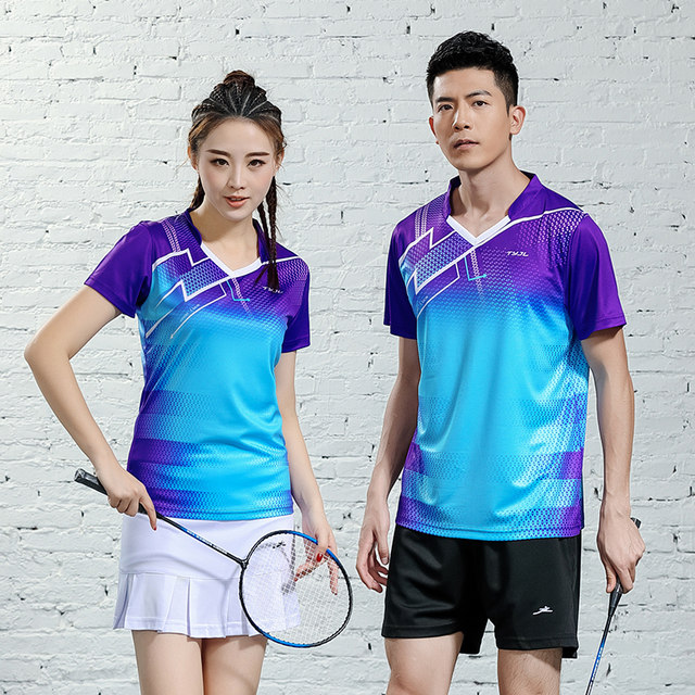2025 new badminton suit summer men and women short-sleeved badminton ...