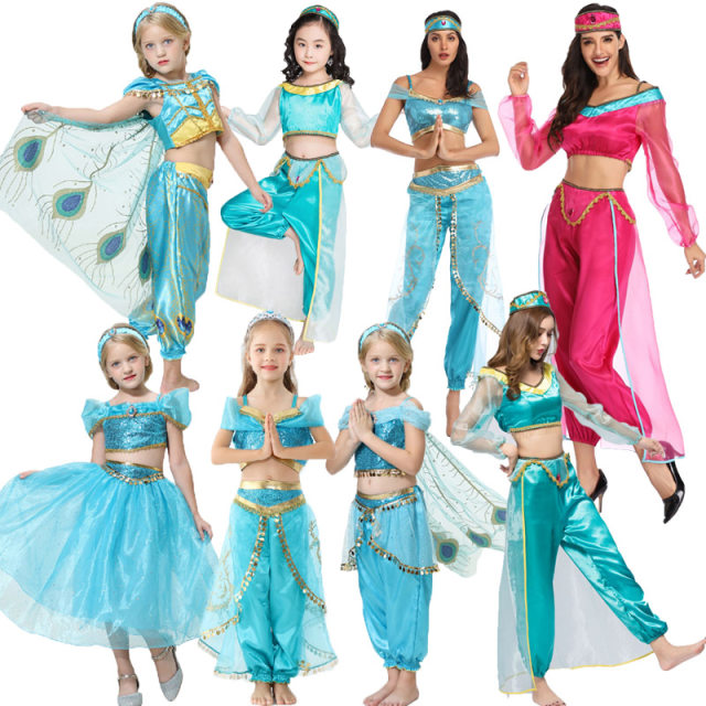 Disney Jasmine Princess Costume Belly Dance Clothes Indian Dancer ...