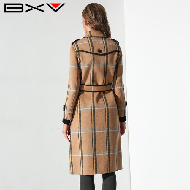 Plaid Double-sided Cashmere Coat Women's Mid-Length 2023 Spring and ...