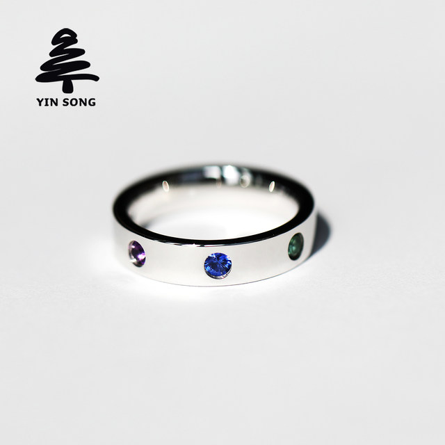 Dragon Ball ring silver pine jewelry 925 silver mosaic sapphire ...