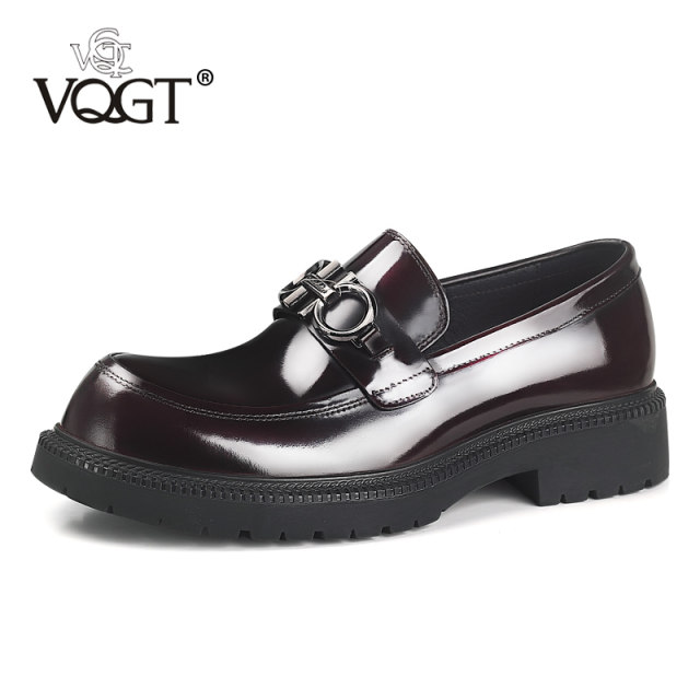 Vqgt British casual shoes men's leather kicking loaf shoes cowhide ...