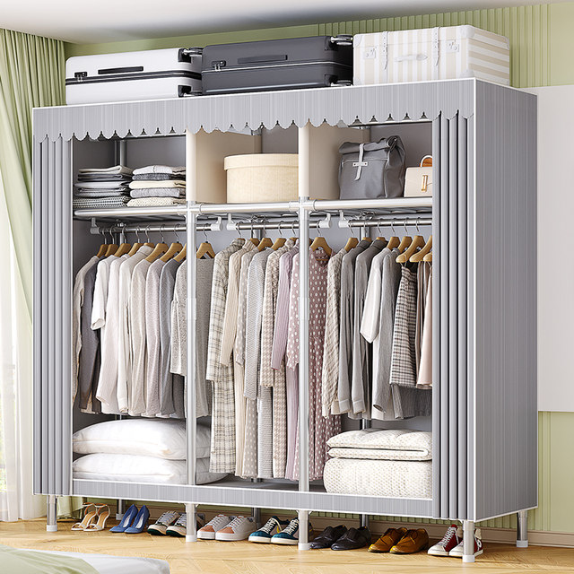 Simple coat rack dust-proof thickened cloth wardrobe steel pipe ...