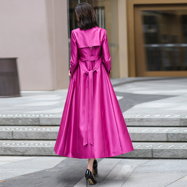 Rose red windbreaker jacket high-end new style women's waist-hugging ...