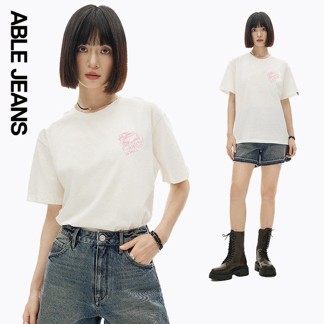 ABLE JEANS New Women's Color Printed T-Shirt 981342