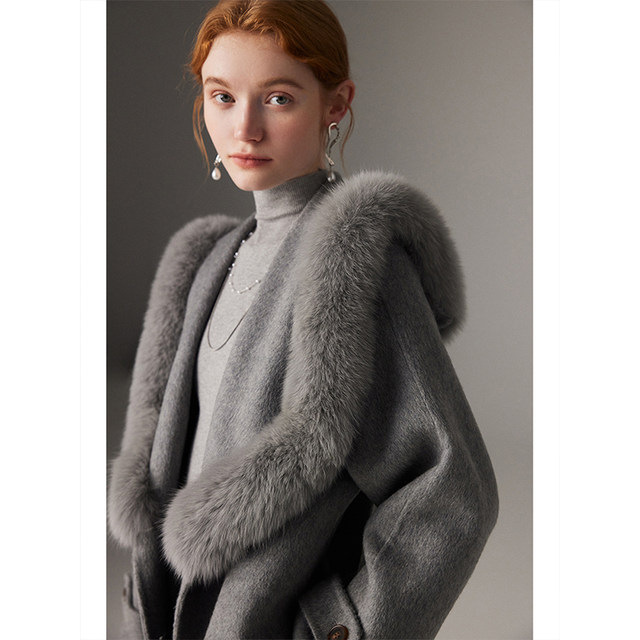 Double -sided cashmere coat female middle length small small waist ...