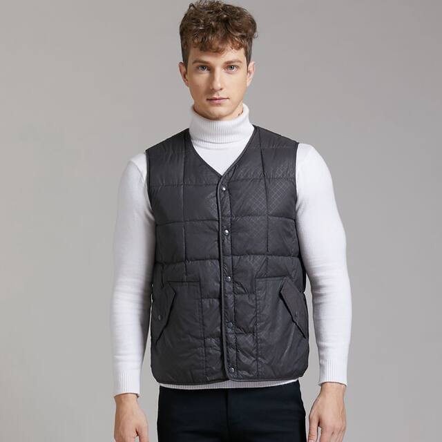 Autumn and winter warm and thickened down cotton vest men's light and thin inner wear lamb ...