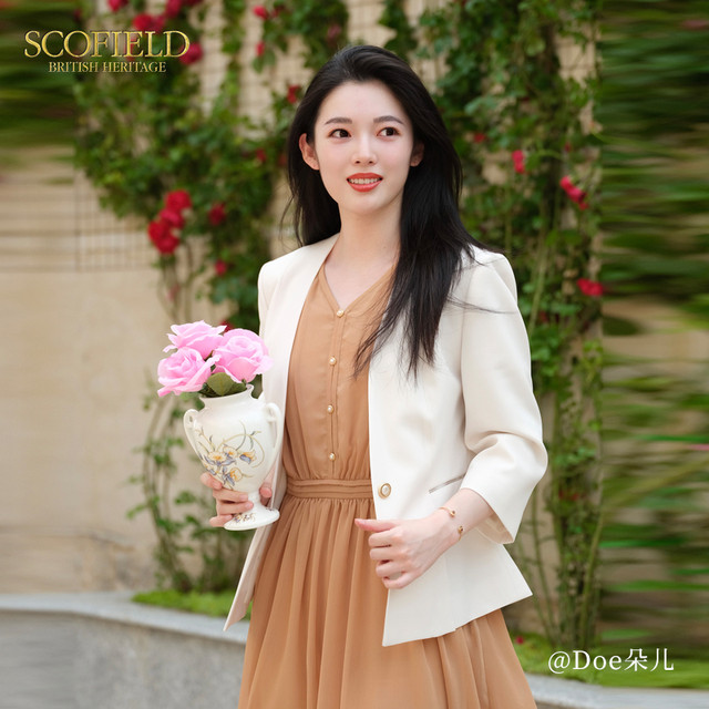 Scofield women's simple V-shaped collarless suit jacket 2025 summer new ...