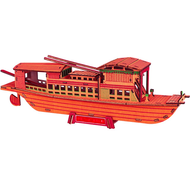 Nanhu Red Boat Sailing Model Assembled Wooden DIY Handmade Simulation ...