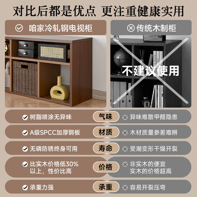 YDD non-solid wood walnut color living room TV cabinet 2025 steel ...