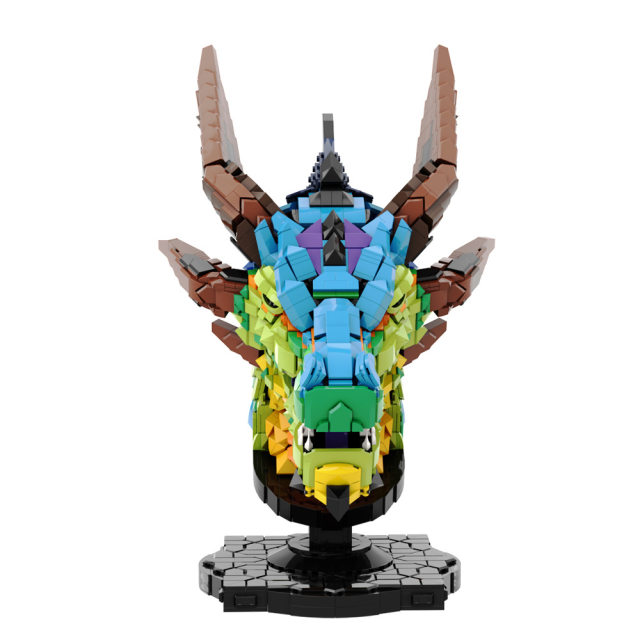 Colorful dragon first sculpture statue of the zodiac model MOC assembly ...