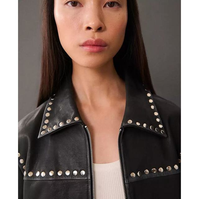 MANGO Ms. Rives leather jacket women's leather jacket 100 cows leather ...