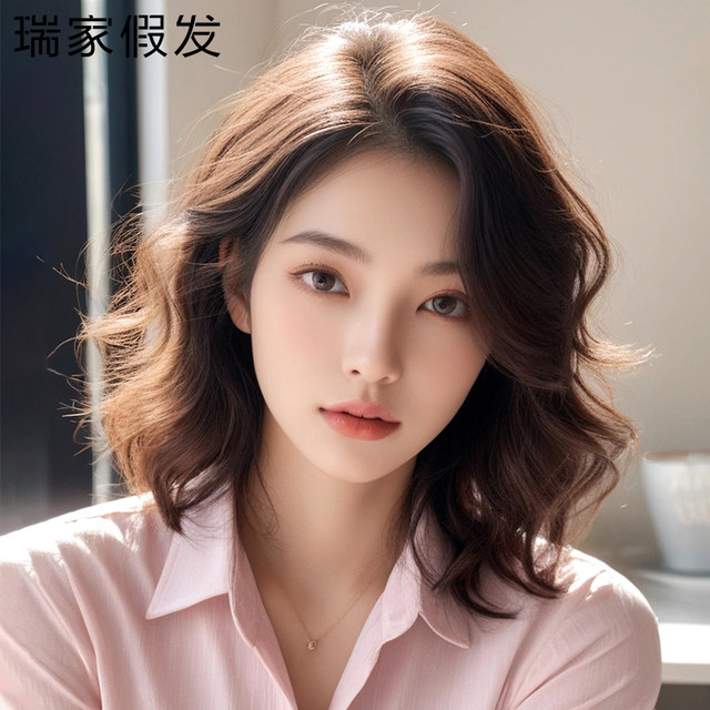 Ruijia wig Full set Female summer real hairless hairless hidden mother covered white hair curls wig