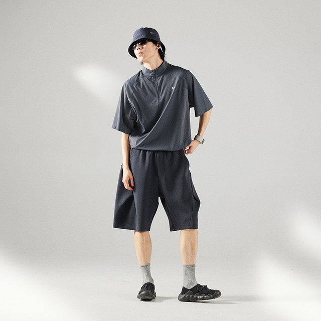 NothommeBLUE Blue Qi summer new style light and thin stand collar half ...