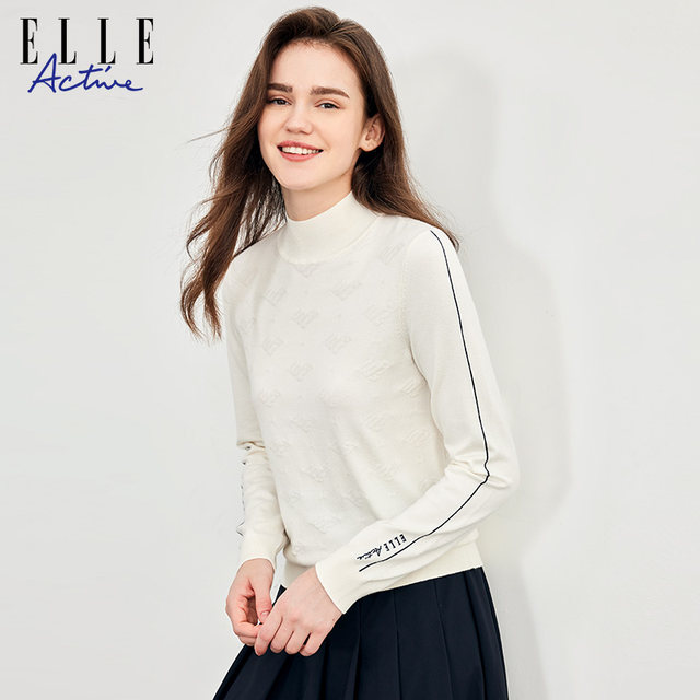 ELLE ACTIVE2024 Autumn Physical Triven Model Wool Knitting Sweeping Long -sleeved temperament ...