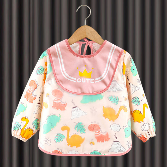 Children's smock waterproof and dirt-proof pure cotton female baby food ...