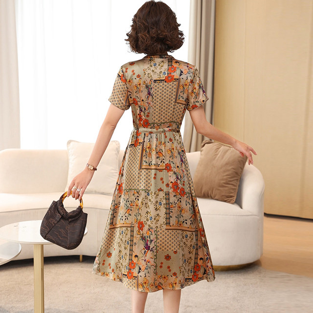 New silk dress for women, mulberry silk, middle-aged and elderly ...
