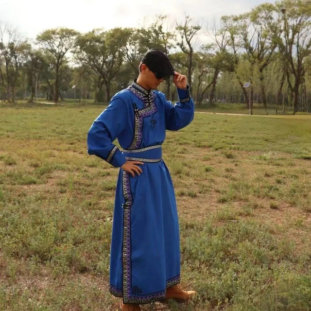 Mongolian clothing Mongolian robe black Mongolian national costume men ...