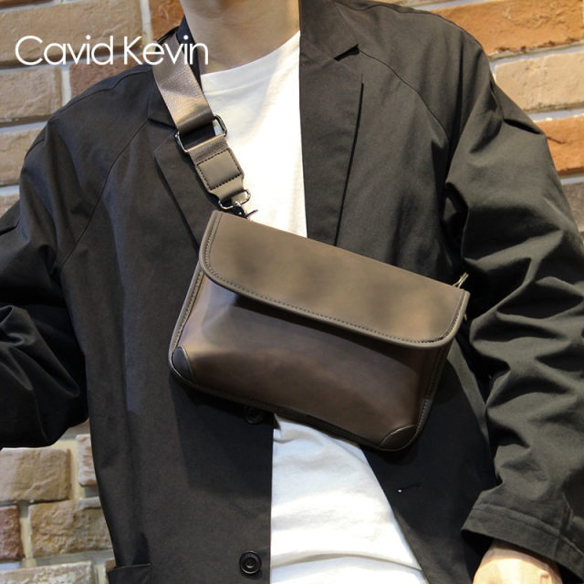 Cavid Kevin retro gray coffee color bag Korean men's bag casual fashion ...