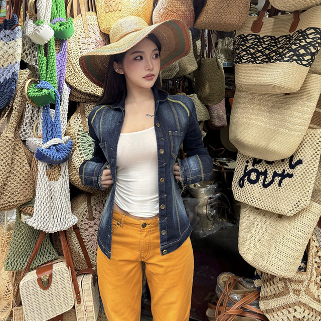 PickRui, a unique heavy industry washing retro denim jacket for women ...