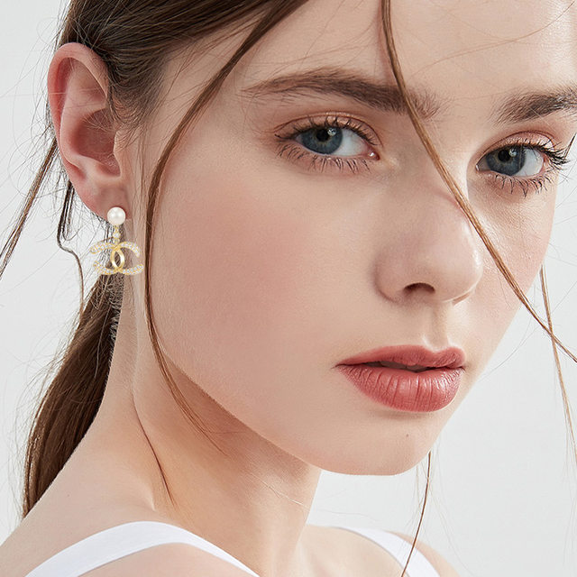 Outlets discount picked up S925 silver needle double C earrings Small ...