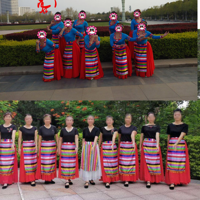 Tibetan dance apron square dance Tibetan color strips one-piece belt ...