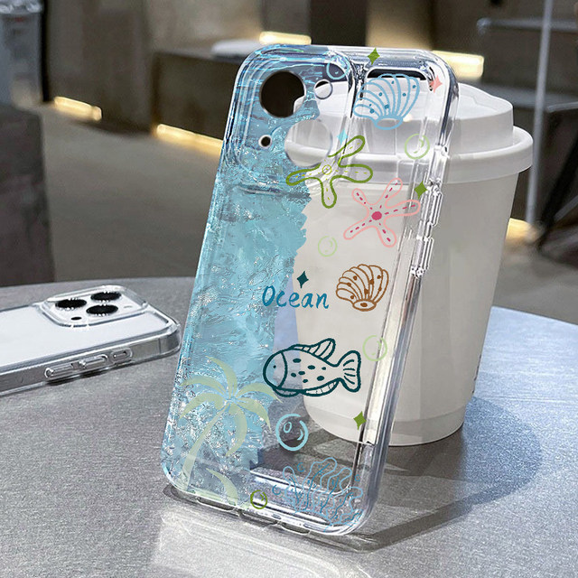 Ocean phone case Apple 16pro Huawei Pura70 Big Sea Small Fish iPhone 15 ...
