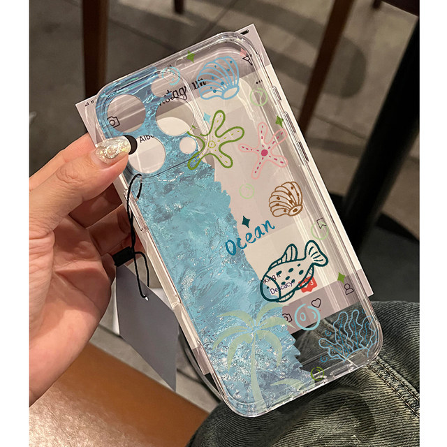 Ocean phone case Apple 16pro Huawei Pura70 Big Sea Small Fish iPhone 15 ...