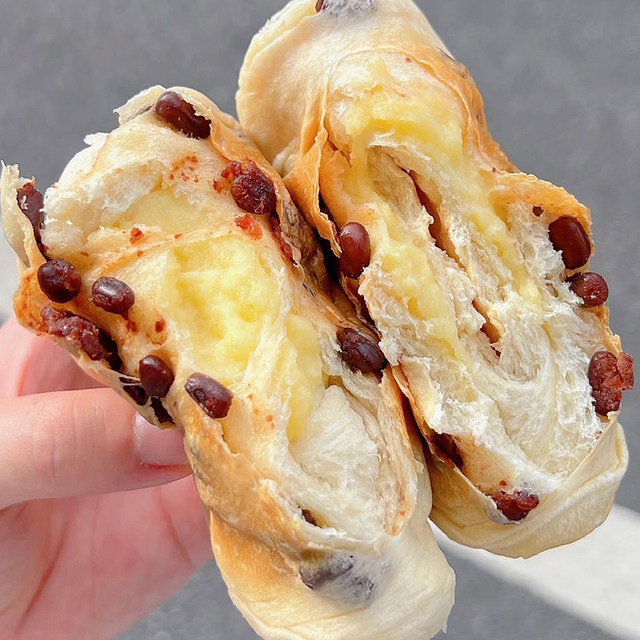 Red bean cheese bag cheese bread chocolate sandwich soft bread breakfast late night snack whole ...