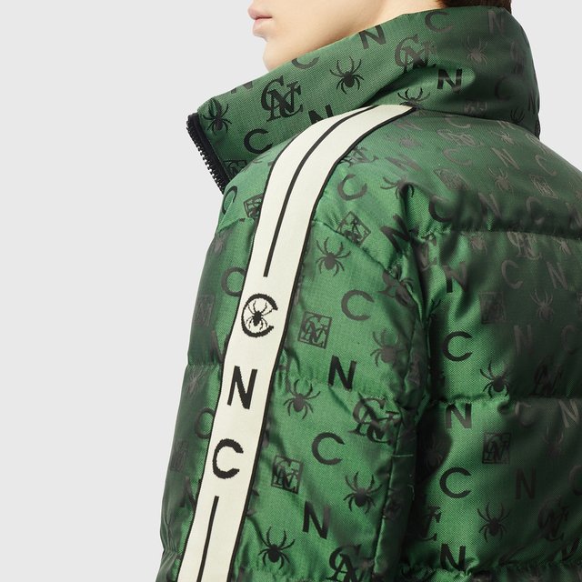 CNC men's clothing brand logo full-print stand-up collar short down ...