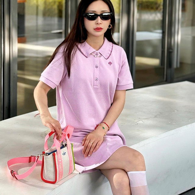 kate spade ks spades logo ruffled polo dress