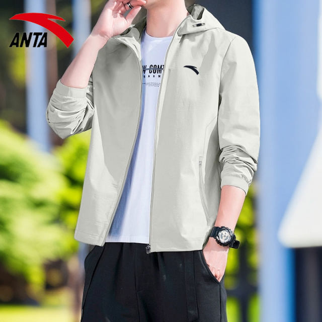 Anta jacket men's hooded top autumn woven waterproof black jacket ...