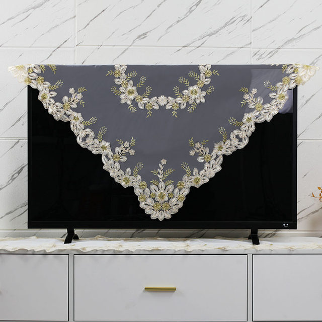 Lace TV cover fabric lace white European cover cover embroidery 42 ...