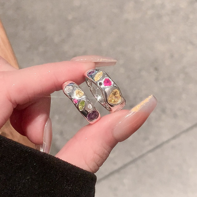 Irregular colored diamond zircon ring for women niche design opal gem ...