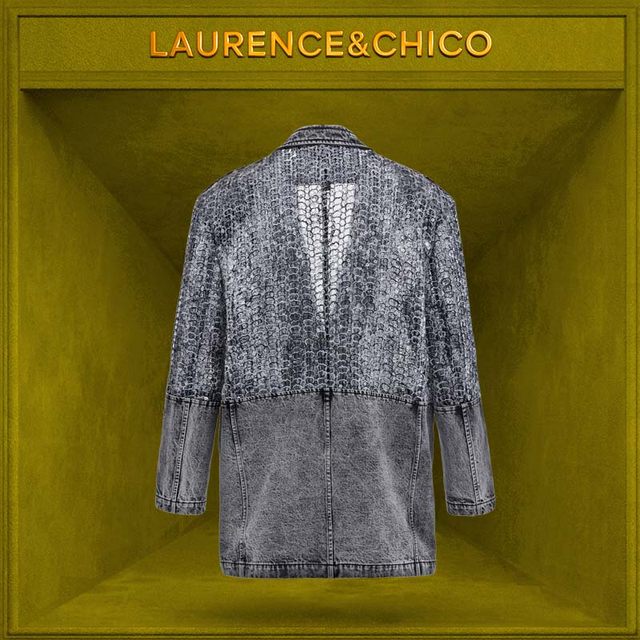 LC snake pattern bead piece denim splicing suit trendy brand designer ...