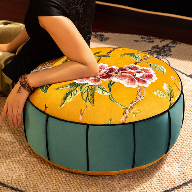 Chinese style cushion round embroidery medieval foot reading floor mat ...