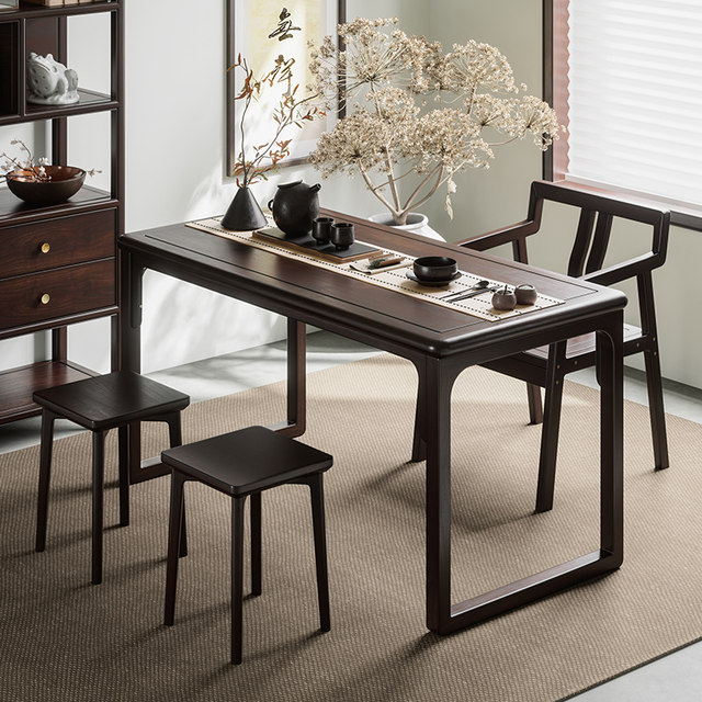 New Chinese style solid wood tea table and chairs, home living room ...