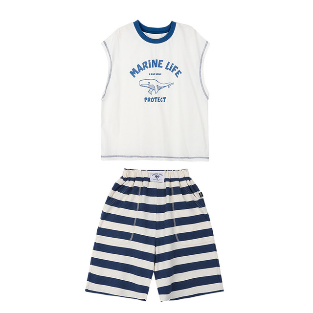 Chen Dazhu LUSON boys suit summer 2024 new short-sleeved shorts striped ...