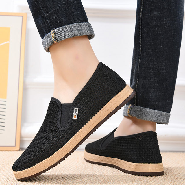 Old Beijing cloth shoes for men 2025 new mesh black cloth shoes non ...