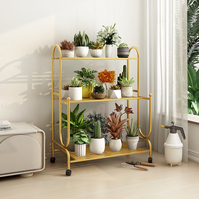 Flower rack balcony rack iron art multi -layer step -type mobile living ...