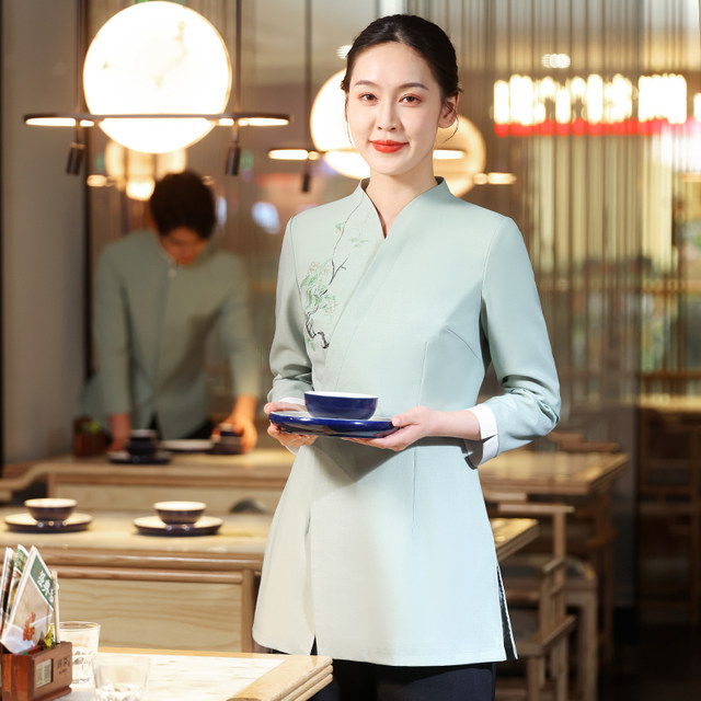 Catering waiter work clothes women's long-sleeved high-end hotel ...