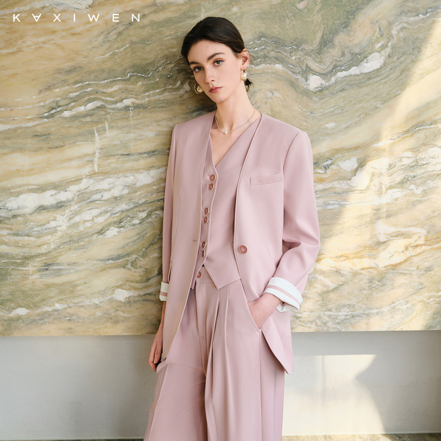 Jason Wen's high-end temperament suit jacket 2025 spring new draped V ...