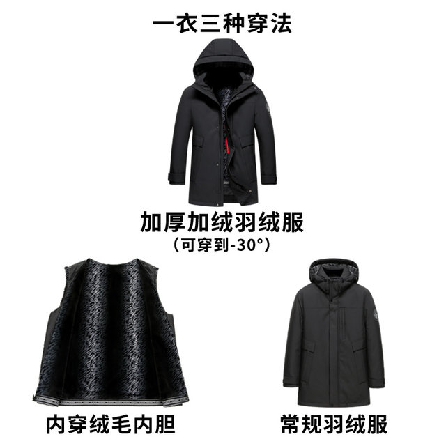 Flying in the snow, the thick down jacket men's medium long model can ...