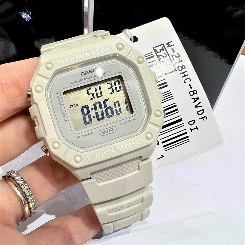 Casio W218 Cherry Blossom Powder Electronic Watch | Square Design for ...