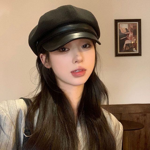 New 2025 autumn and winter woolen octagonal hat for women, Korean ...
