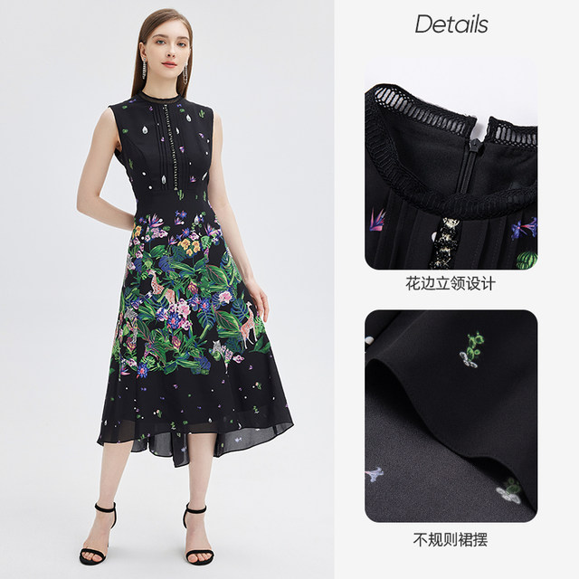 Authentic Ma Tiannu women's clothing summer black printed dress ...