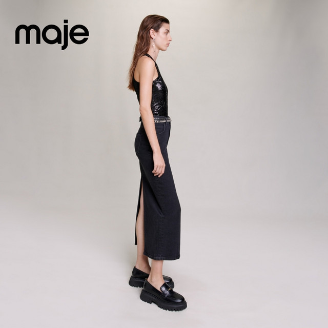 Maje Outlets autumn and winter women's French fashion temperament black ...