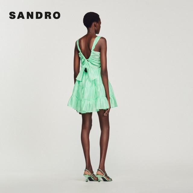 SANDRO Outlets Women's Mint Mambo Green Waist Slinging Slipper Linen ...