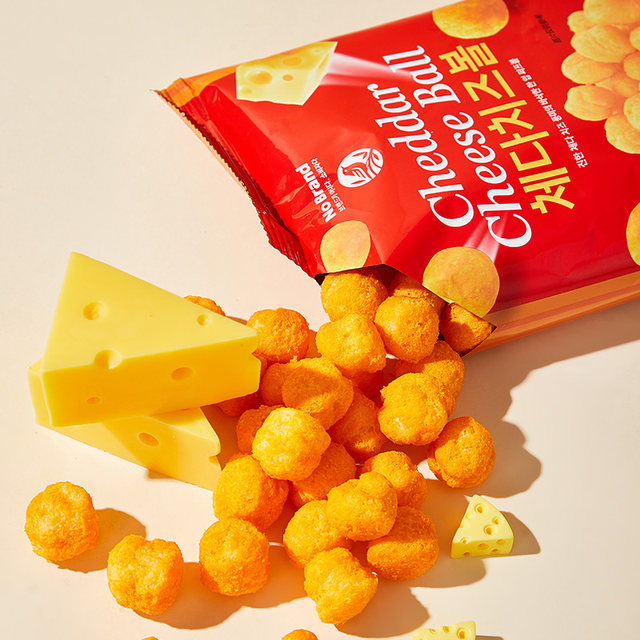 NoBrand Cheddar Cheese Ball Korean Puffed Cheese Flavor Snacks