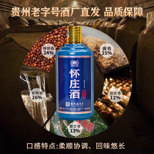 Huaizhuang Long Wine Guizhou sauce-flavored liquor Daqu Kunsha Pure Grain Sorghum 53 Degrees ...