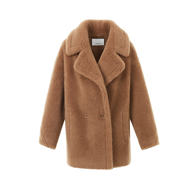 LANCY/Langzi 2024 new winter retro teddy bear coat for women lapel wool ...